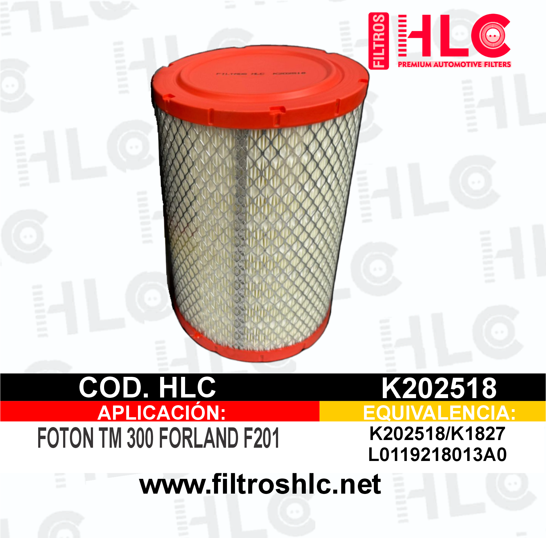 Filtro de aire K202518 - Filtros HLC