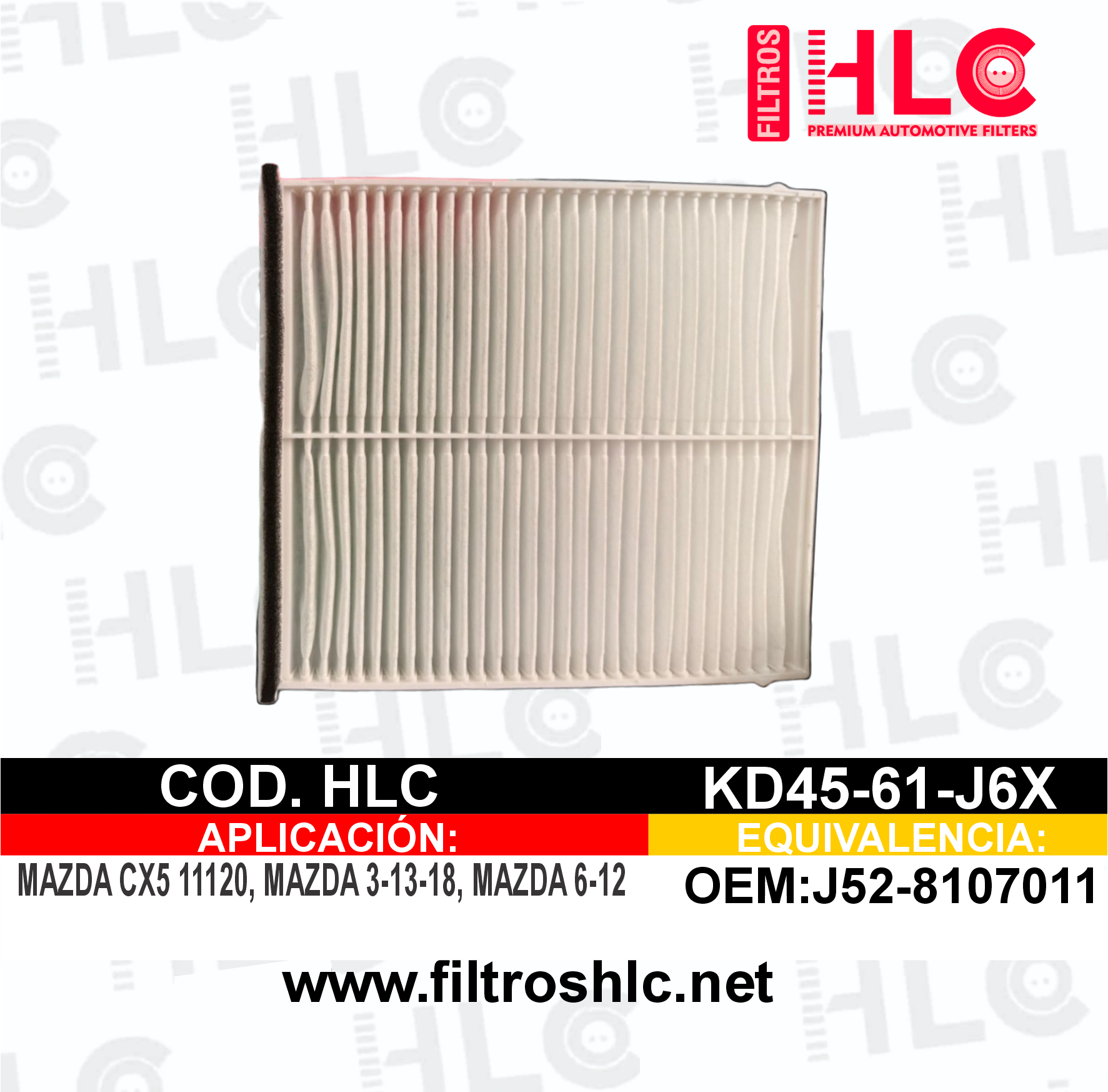 Filtro de cabina KD45-61-J6X - Filtros HLC
